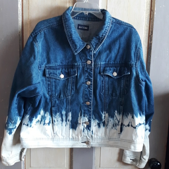 Baccini | Jackets & Coats | Baccini Bleach Dip Dyed Denim Jacket | Poshmark